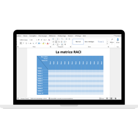 Matrice RACI : Téléchargez plusieurs formats (XLS, DOC, PPT, PDF) - Perfony