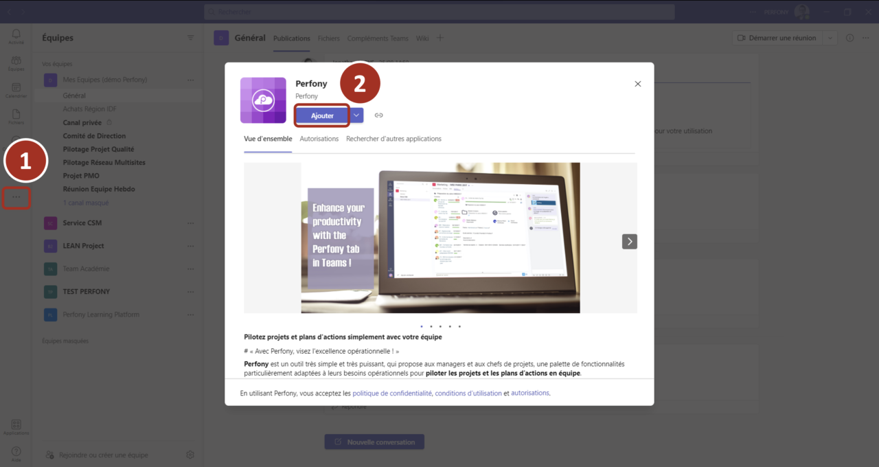 Add your Perfony folders to your Teams main menu - Perfony
