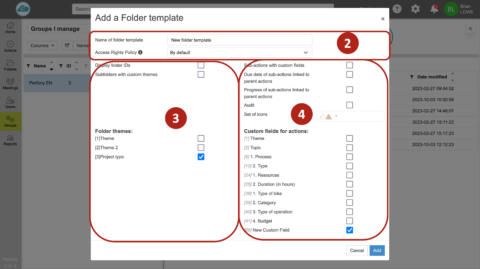 Create and manage folder templates - Perfony